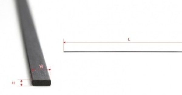 Flat and Thin Carbon Fibre Rod 1.0mm*3mm*1M